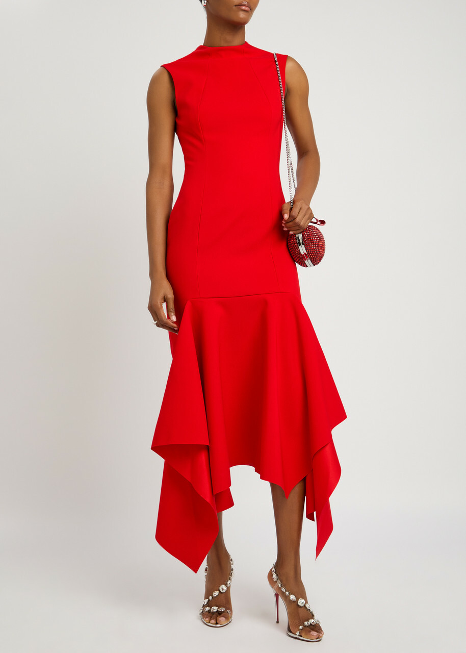 Solace London Trinity Crepe Midi Dress Red Solace London