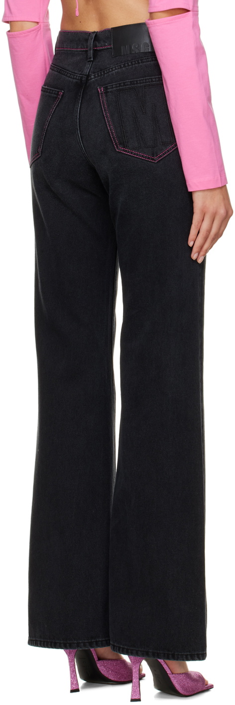 MSGM Black Contrast Stitch Jeans MSGM