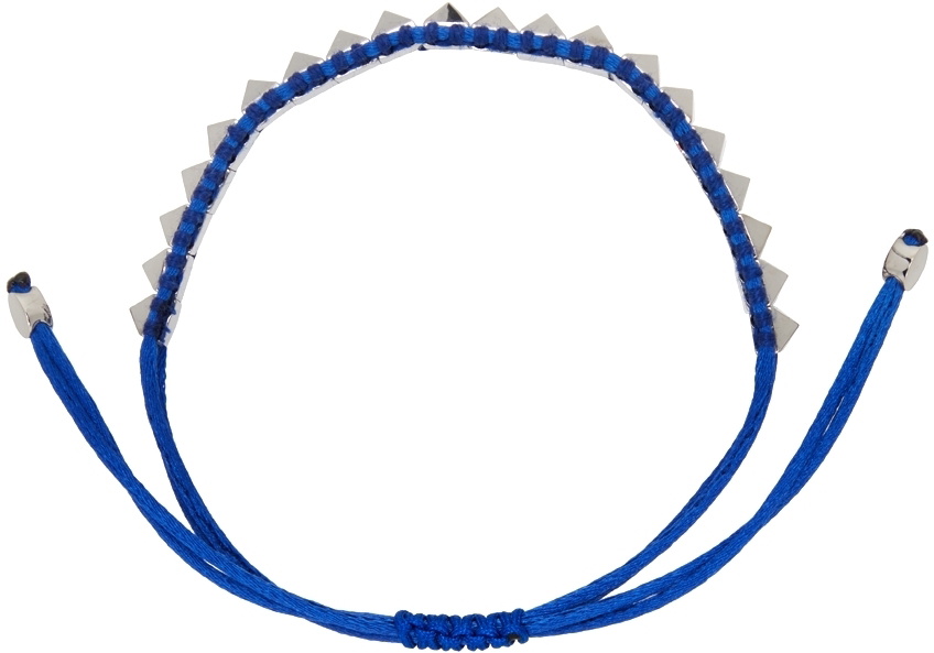 Valentino Garavani Blue Satin Rockstud Bracelet Valentino Garavani