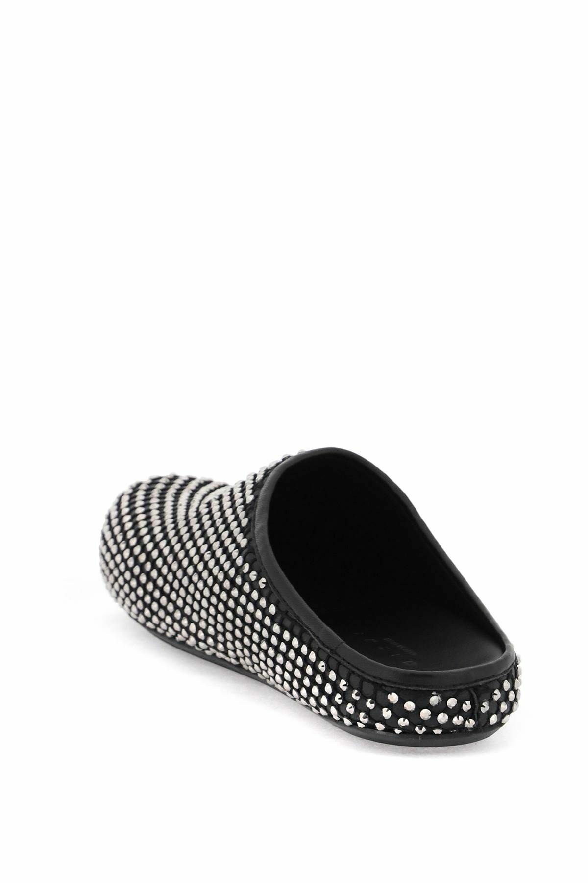 MARNI leather fussbett clogs with rhinestones Black Marni