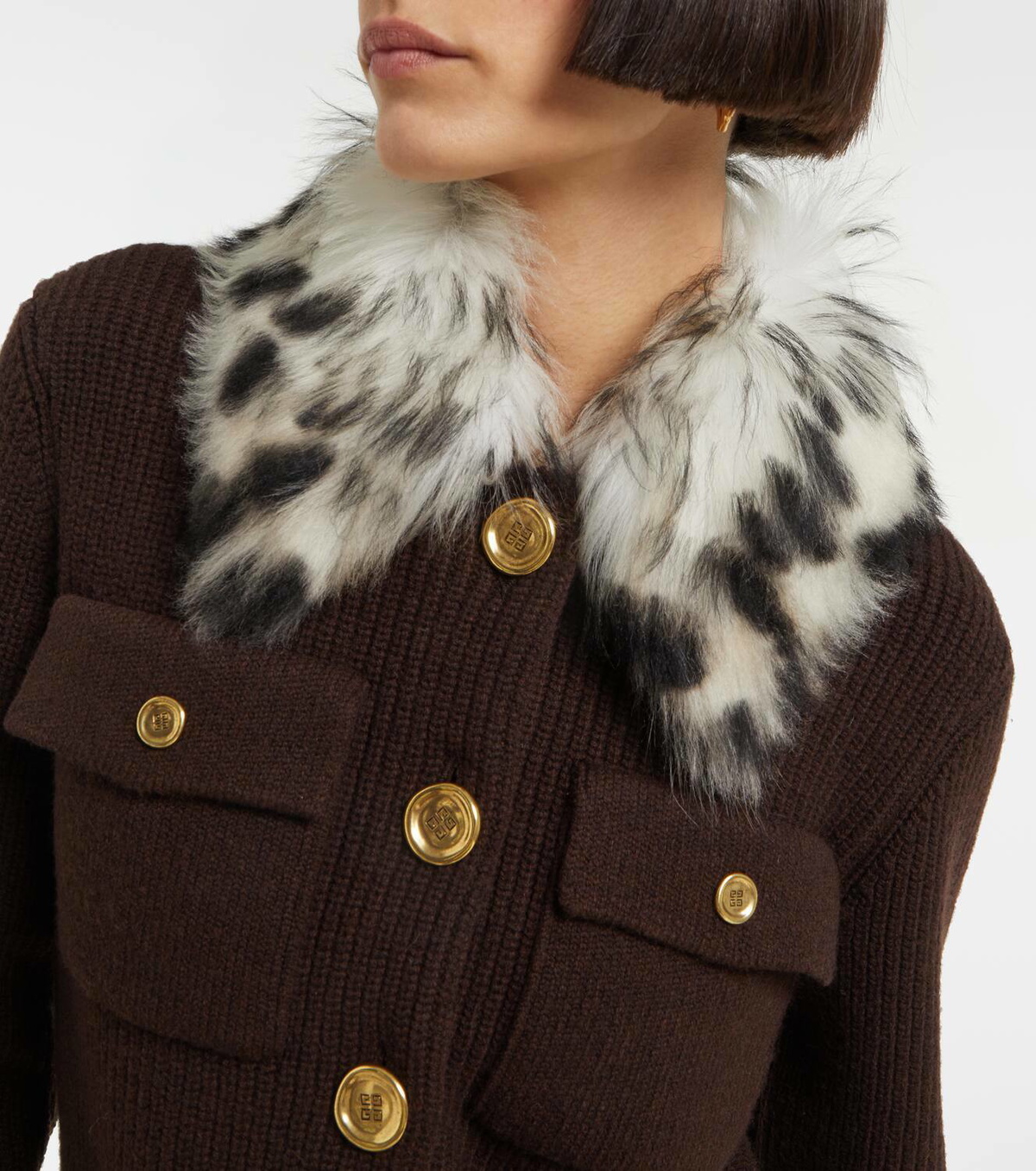 Givenchy Shearling-trimmed wool and cashmere-blend cardigan Givenchy