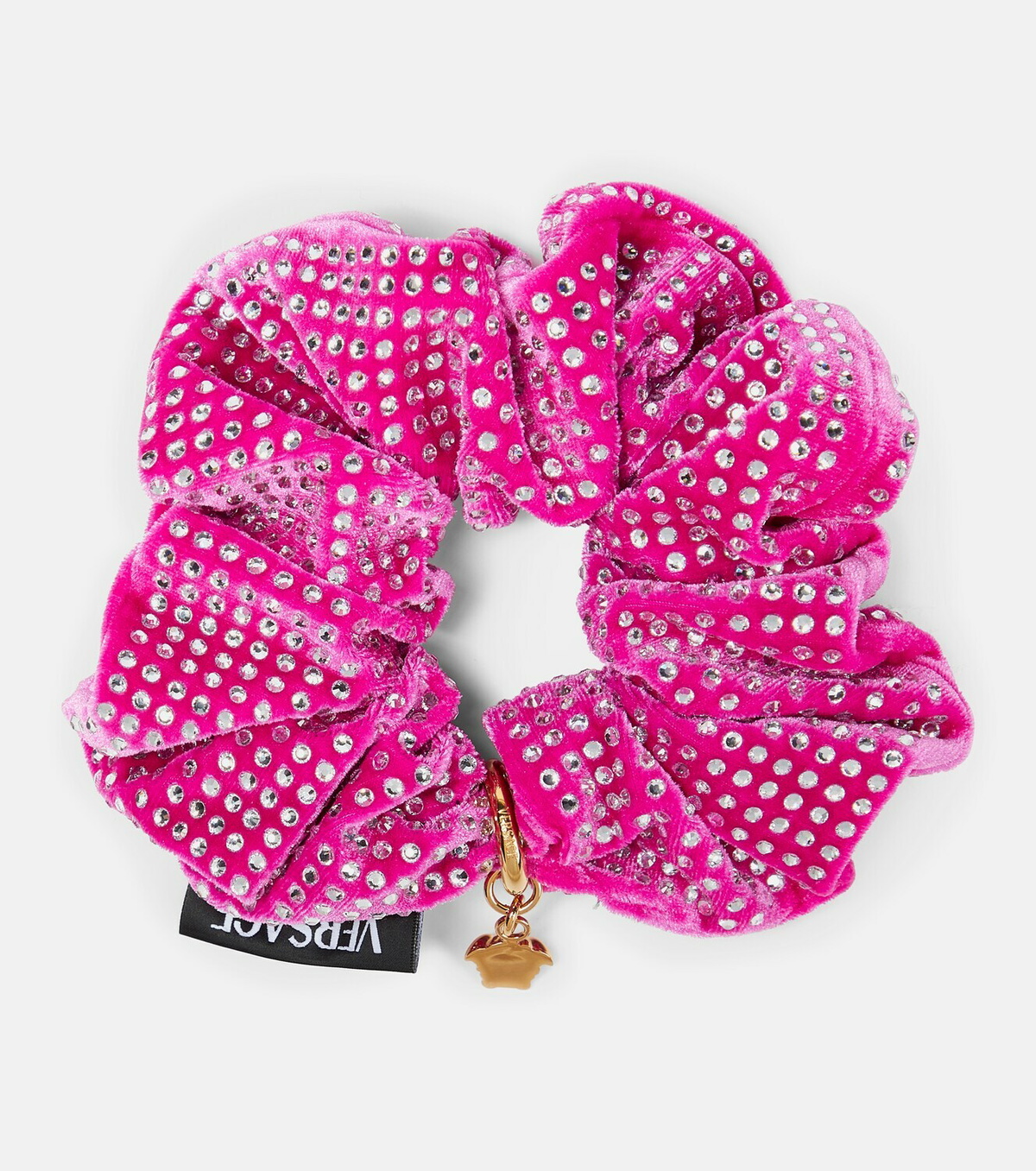 Versace - Medusa velvet embellished scrunchie Versace