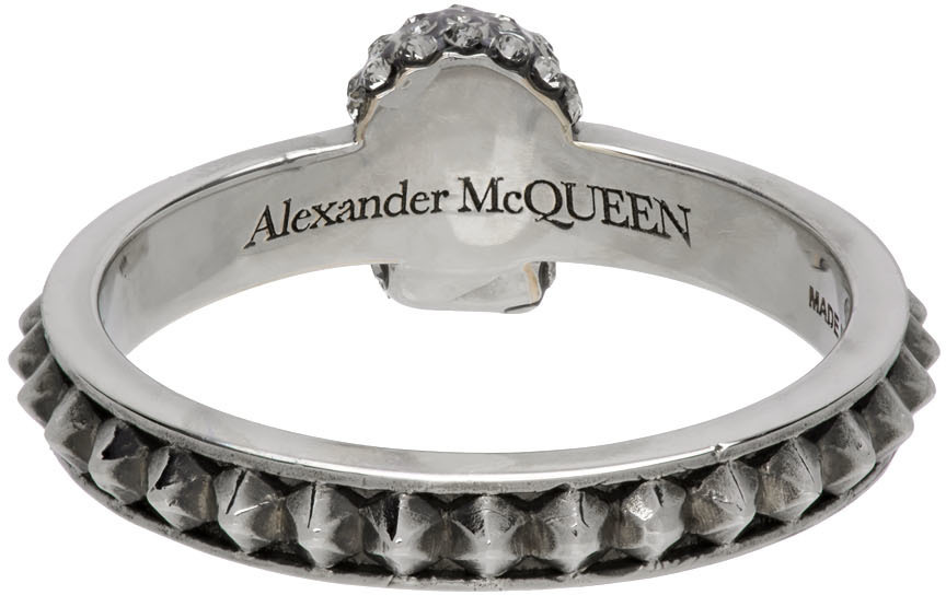 Alexander McQueen Silver Pave Skull Ring Alexander McQueen