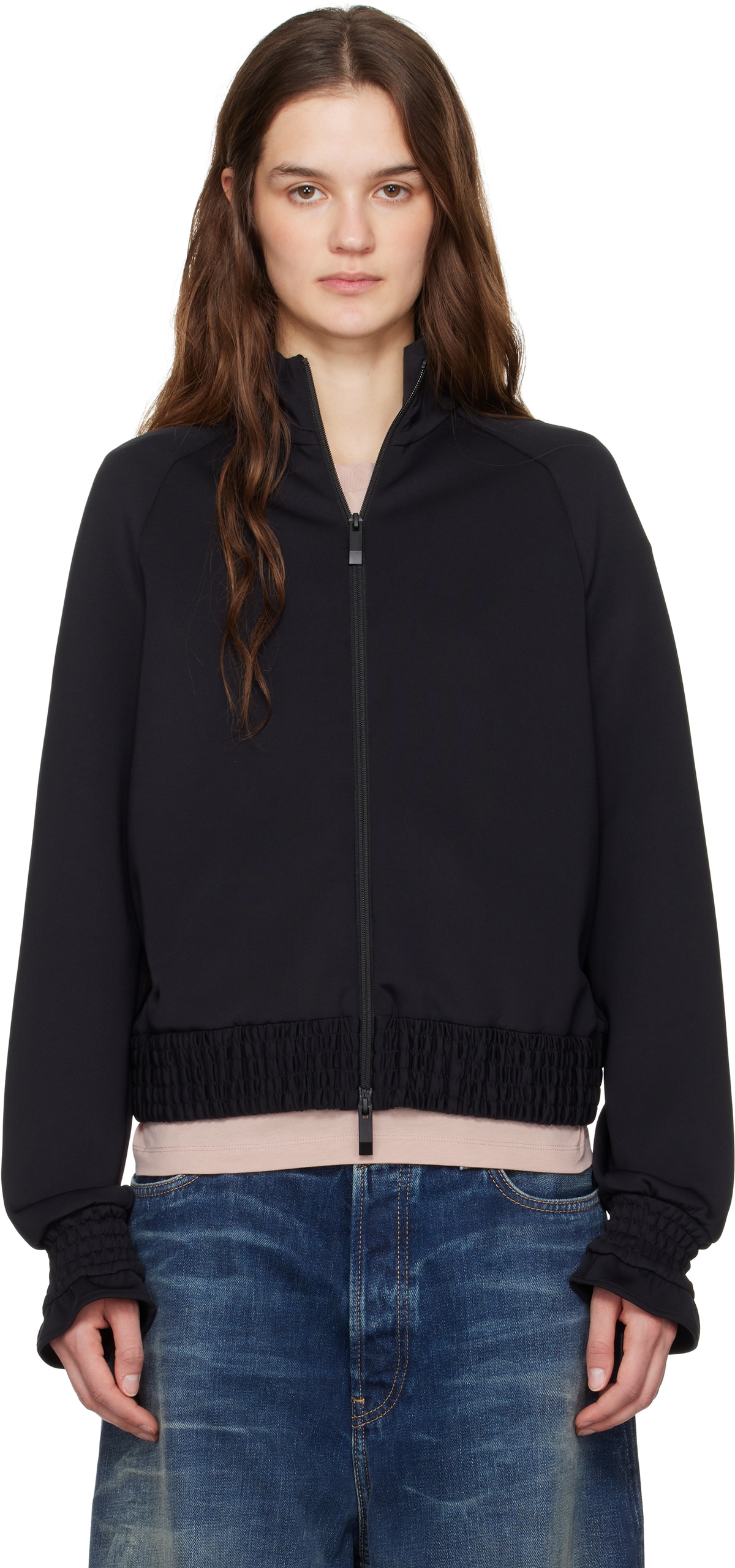 Moncler Black Neoprene Zip-Up Jacket Moncler