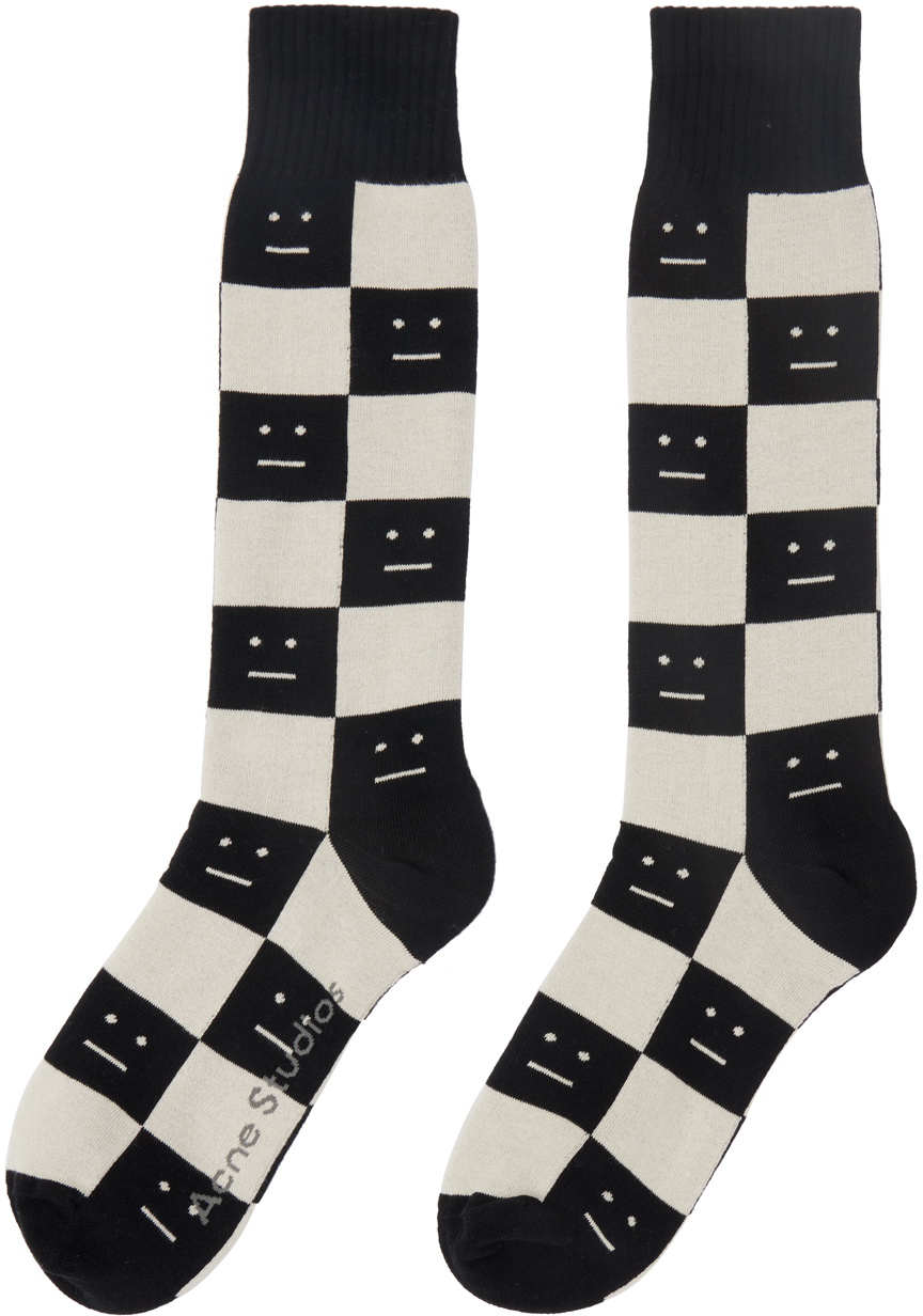 Acne Studios Black Checkerboard Socks Acne Studios