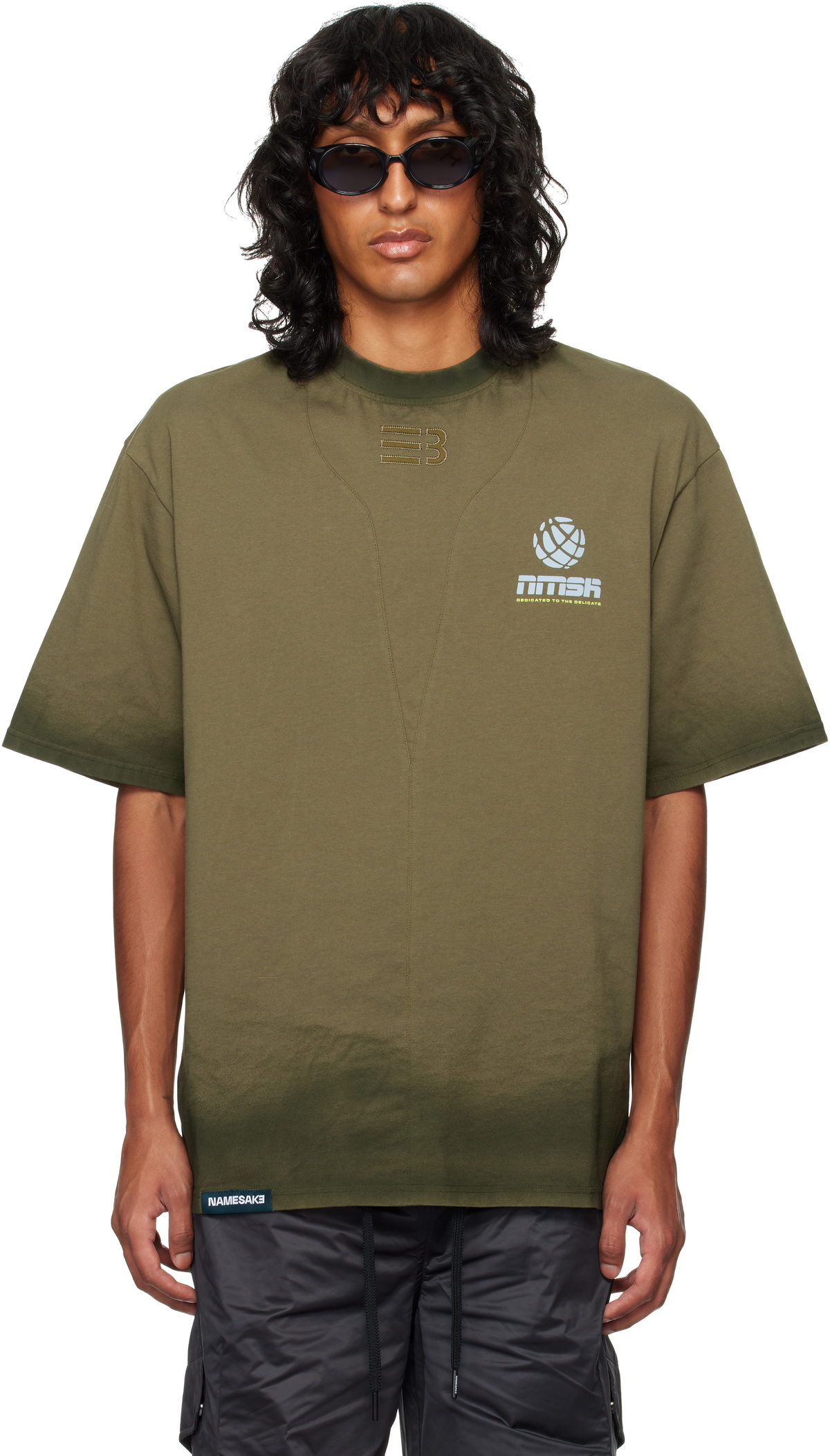 NAMESAKE Khaki Sava Stained Oversized Estate T-shirt NAMESAKE