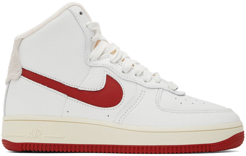 Nike White & Red Air Force 1 High Sneakers Nike