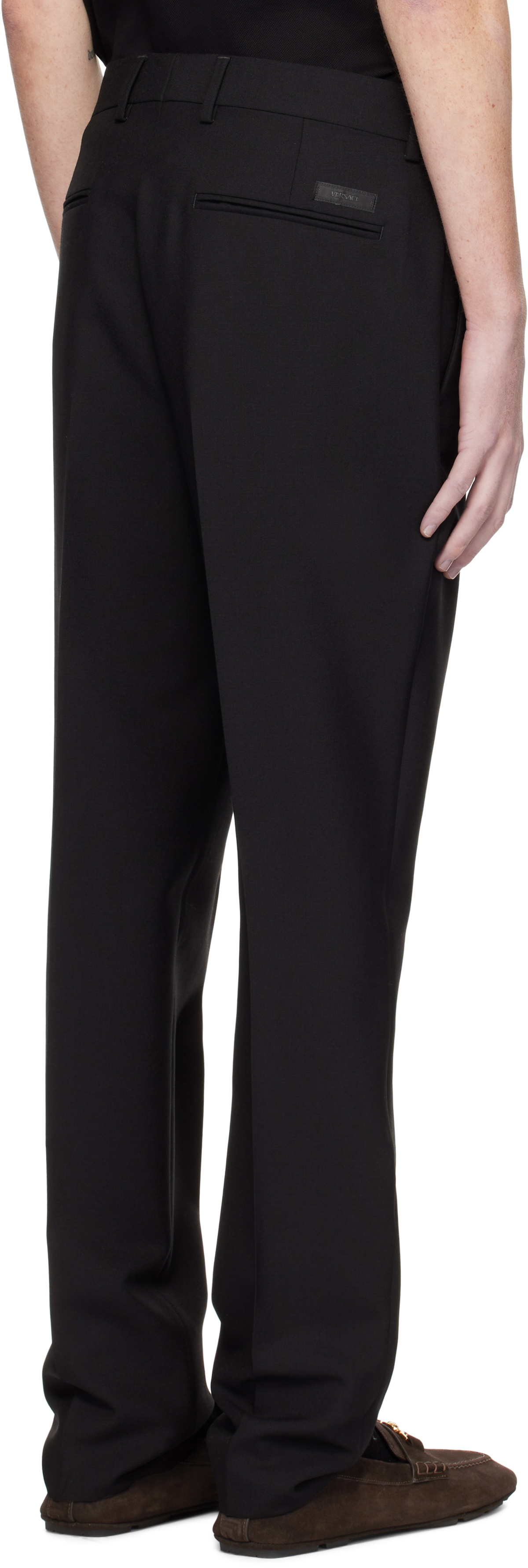 Versace Black Mohair-Blend Formal Trousers Versace