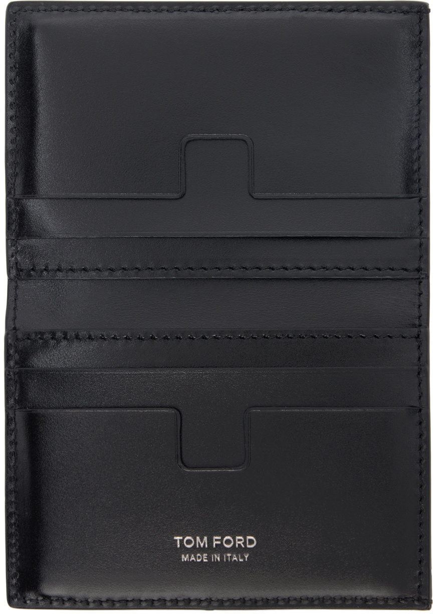 TOM FORD Black Leather T Line Folding Card Holder TOM FORD