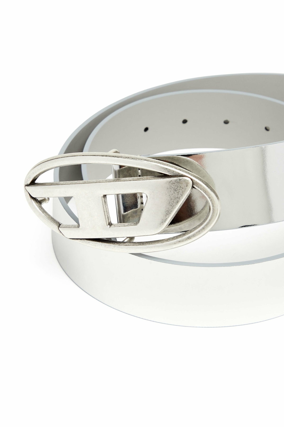 Diesel Metallic belt with burnished logo buckle - Belts Mens in Silver ...