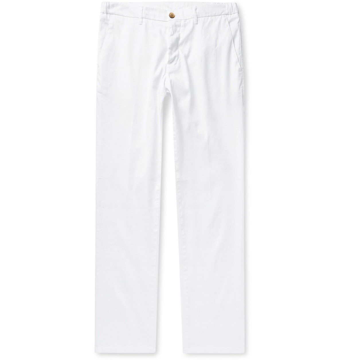 Altea - Navy Dumbo Slim-Fit Linen-Blend Twill Trousers - White Altea