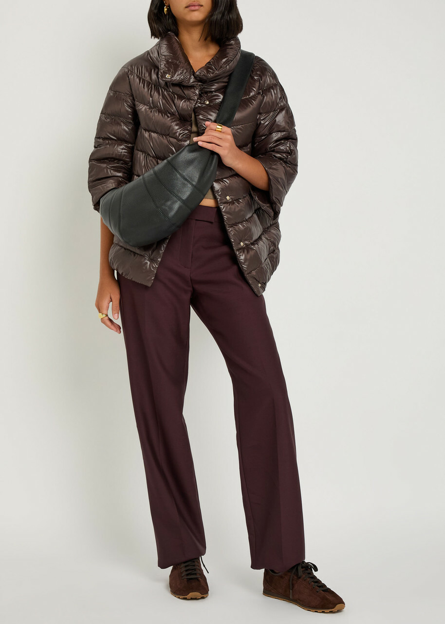 Herno Aminta Quilted Glossed Shell Jacket Dark Brown Herno