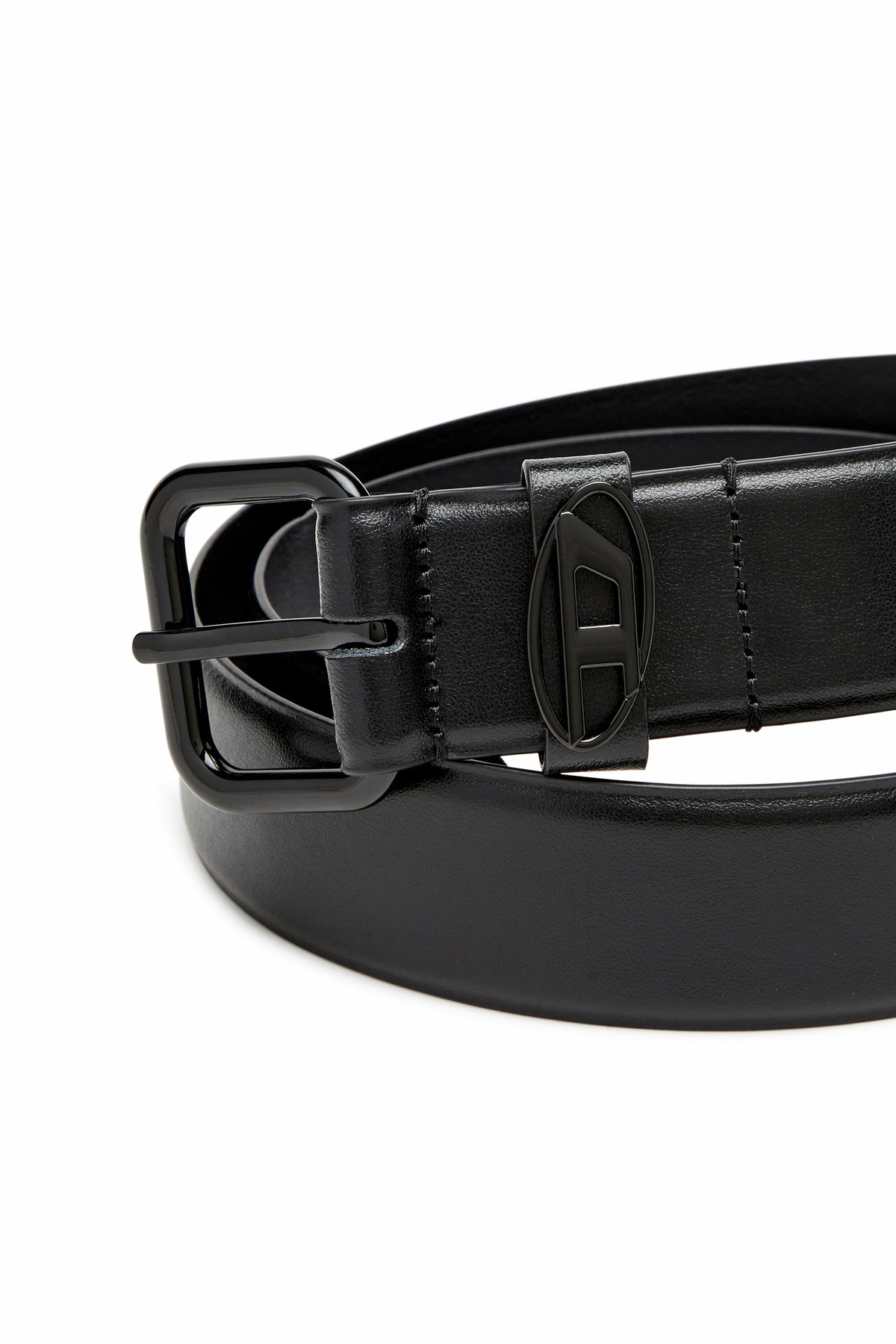 Diesel Logo-plaque embellished leather belt - Belts - Unisex - Black Diesel
