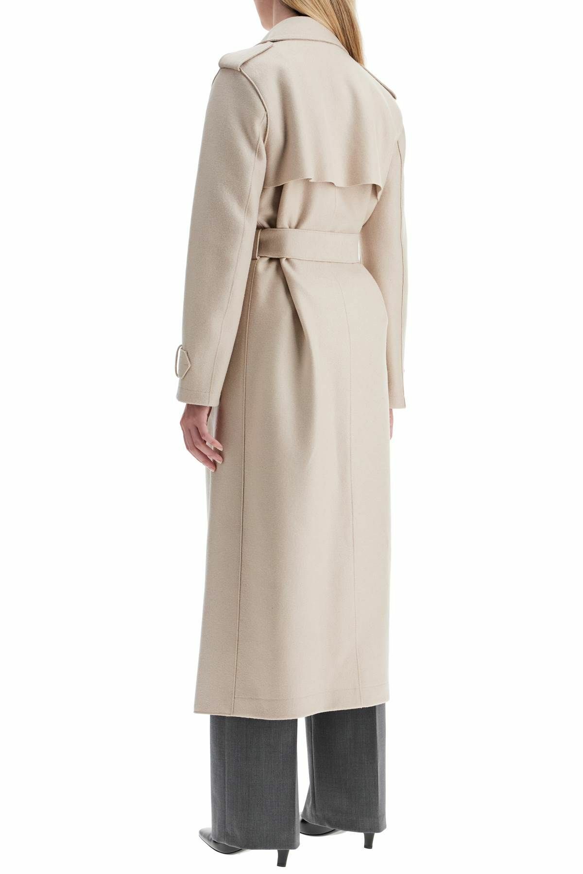 HARRIS WHARF LONDON pressed wool robe coat with nine words Neutro ...