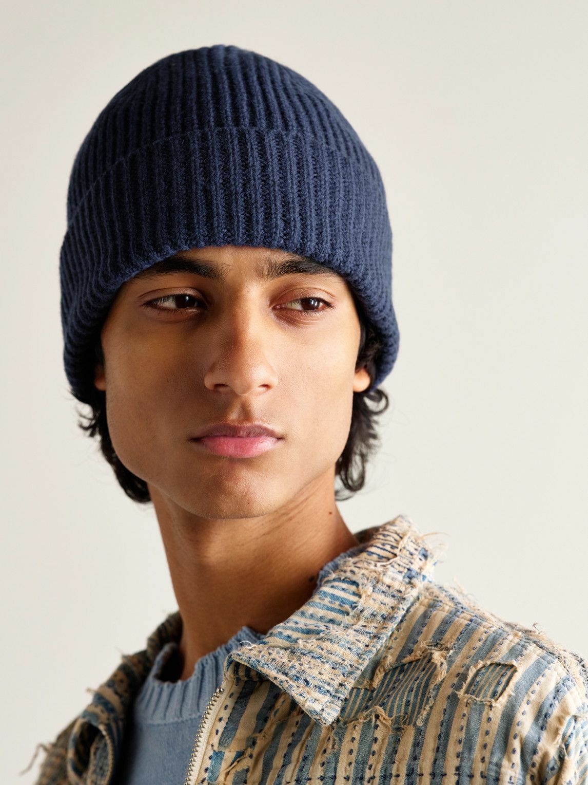 Blue Blue Japan - Ribbed Wool and Cashmere-Blend Beanie Blue Blue Japan