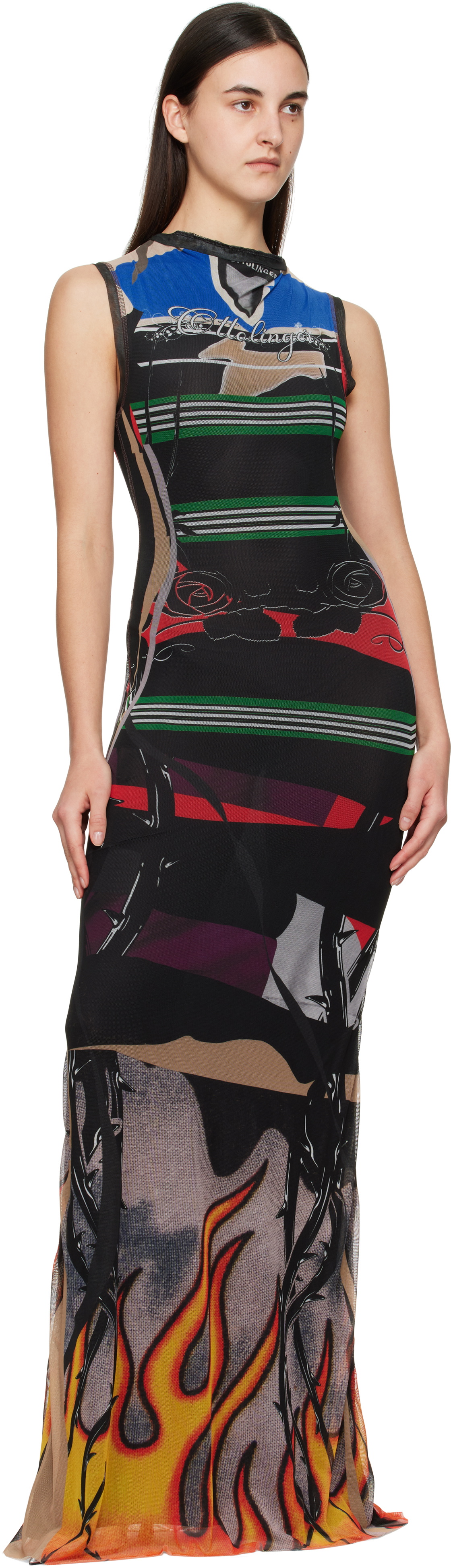Ottolinger Multicolor Mesh Maxi Dress Ottolinger