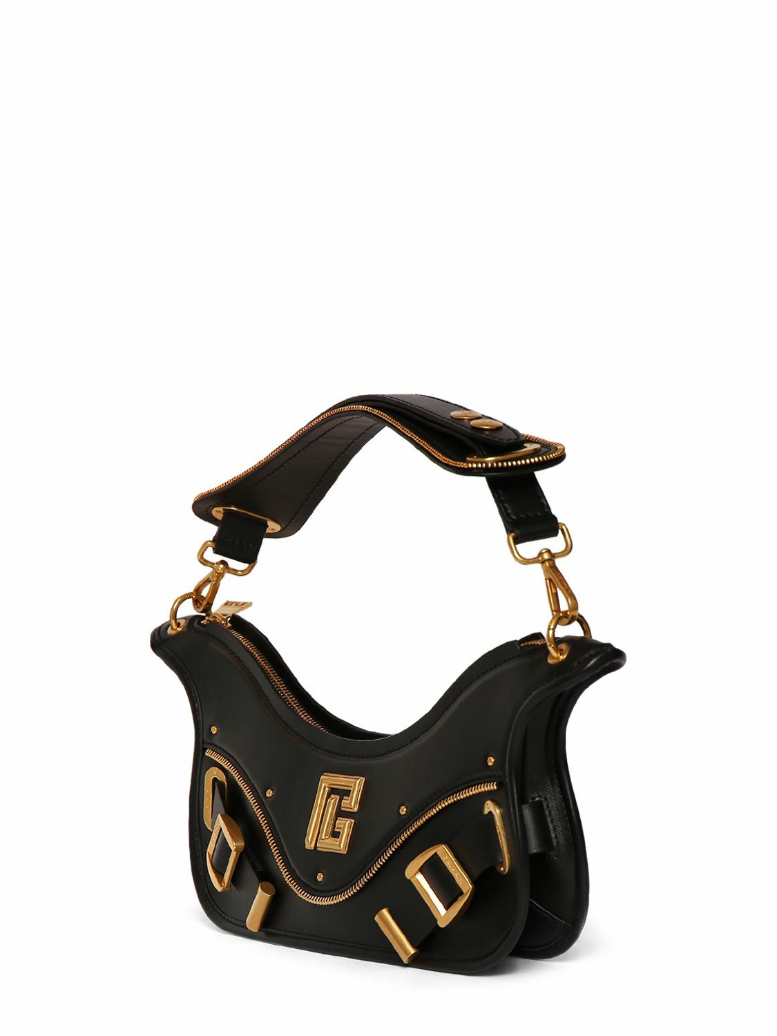 BALMAIN - Blaze Leather Zip Pouch Box Bag Balmain