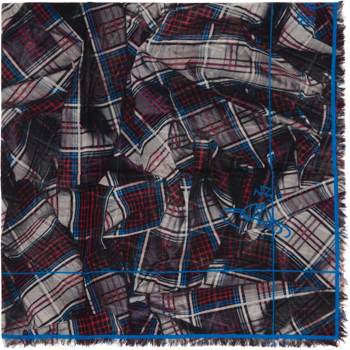 Vivienne Westwood Gray Draped Tartan Scarf Vivienne Westwood