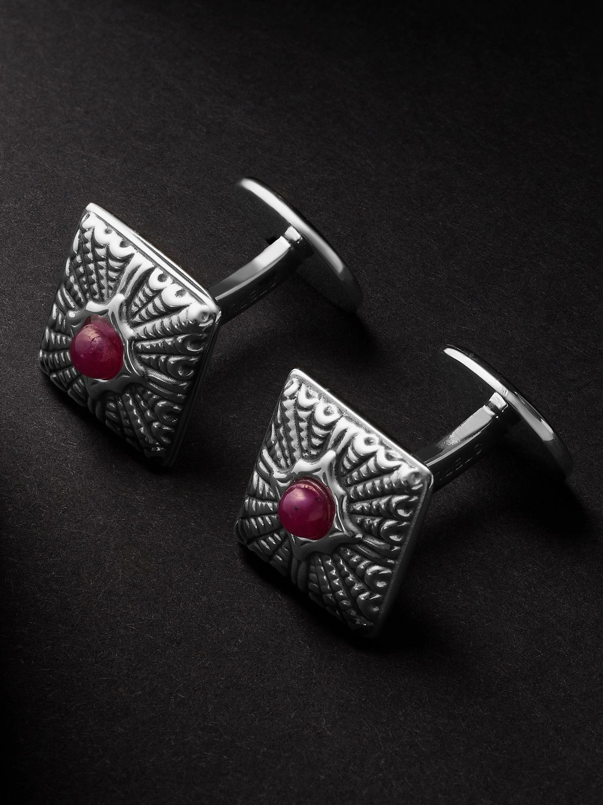 BUCCELLATI - Rouche Silver Onyx Cufflinks Buccellati