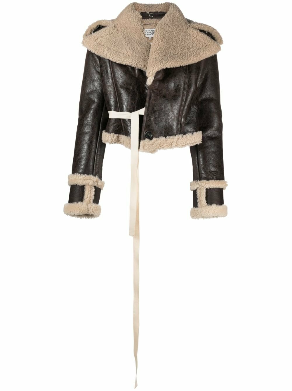 MM6 Maison Margiela Brown Shearling Biker Jacket MM6 Maison Margiela