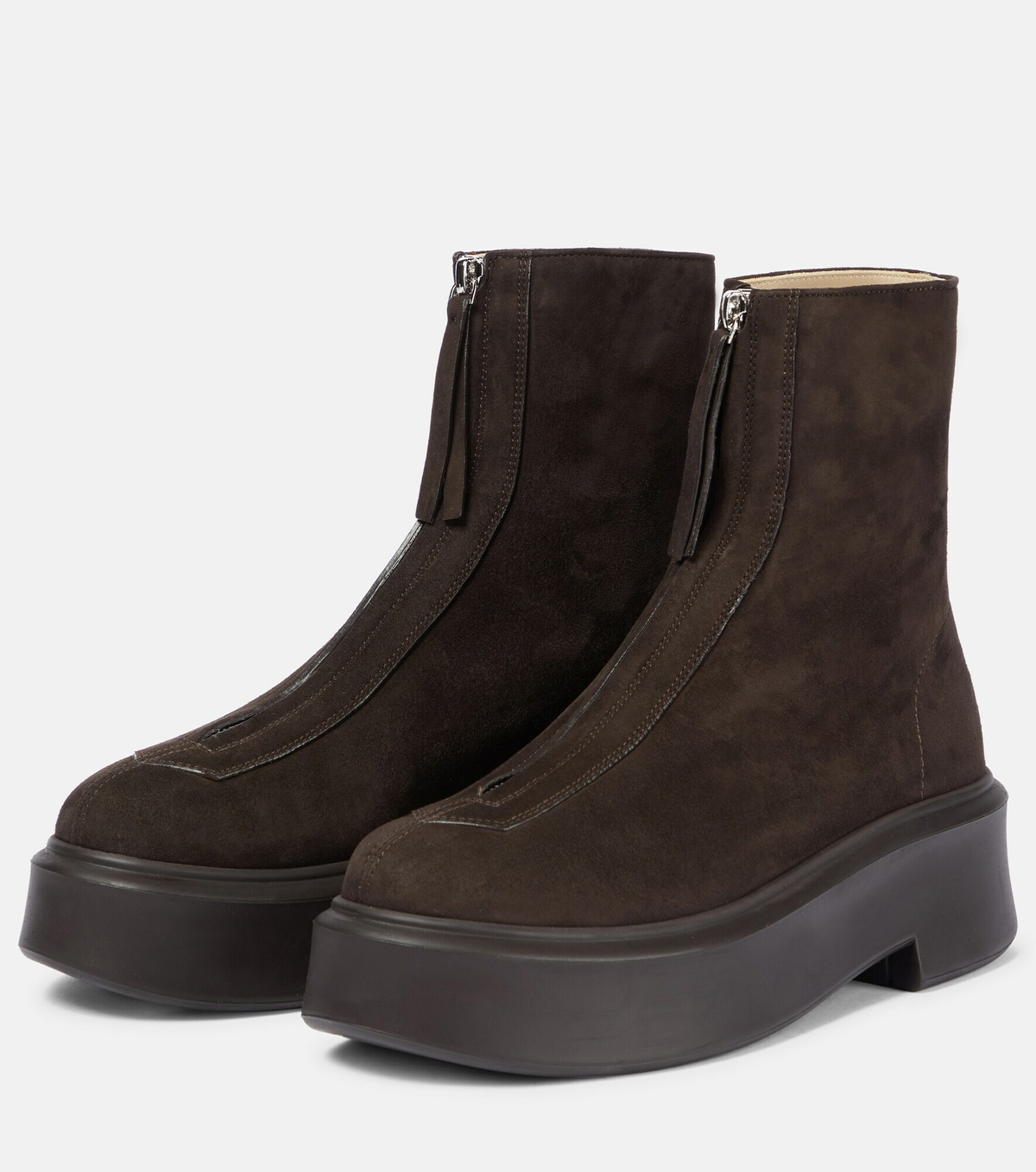 The Row - Zipped Boot 1 suede ankle boots The Row
