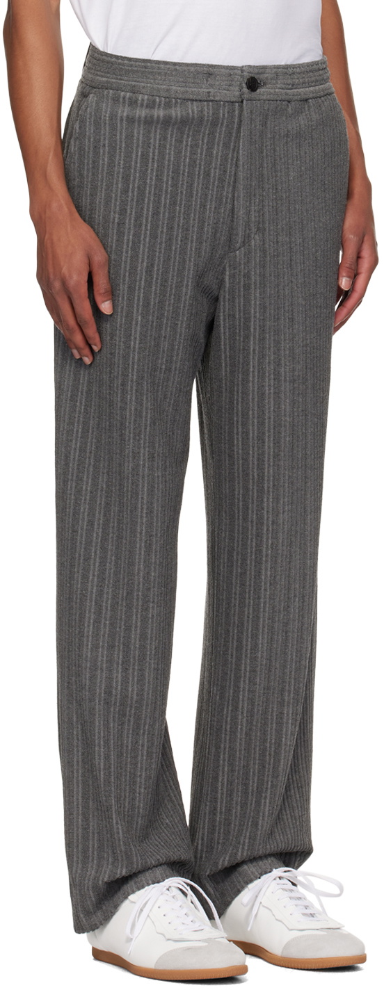 Solid Homme Gray Terry Banding Trousers Solid Homme