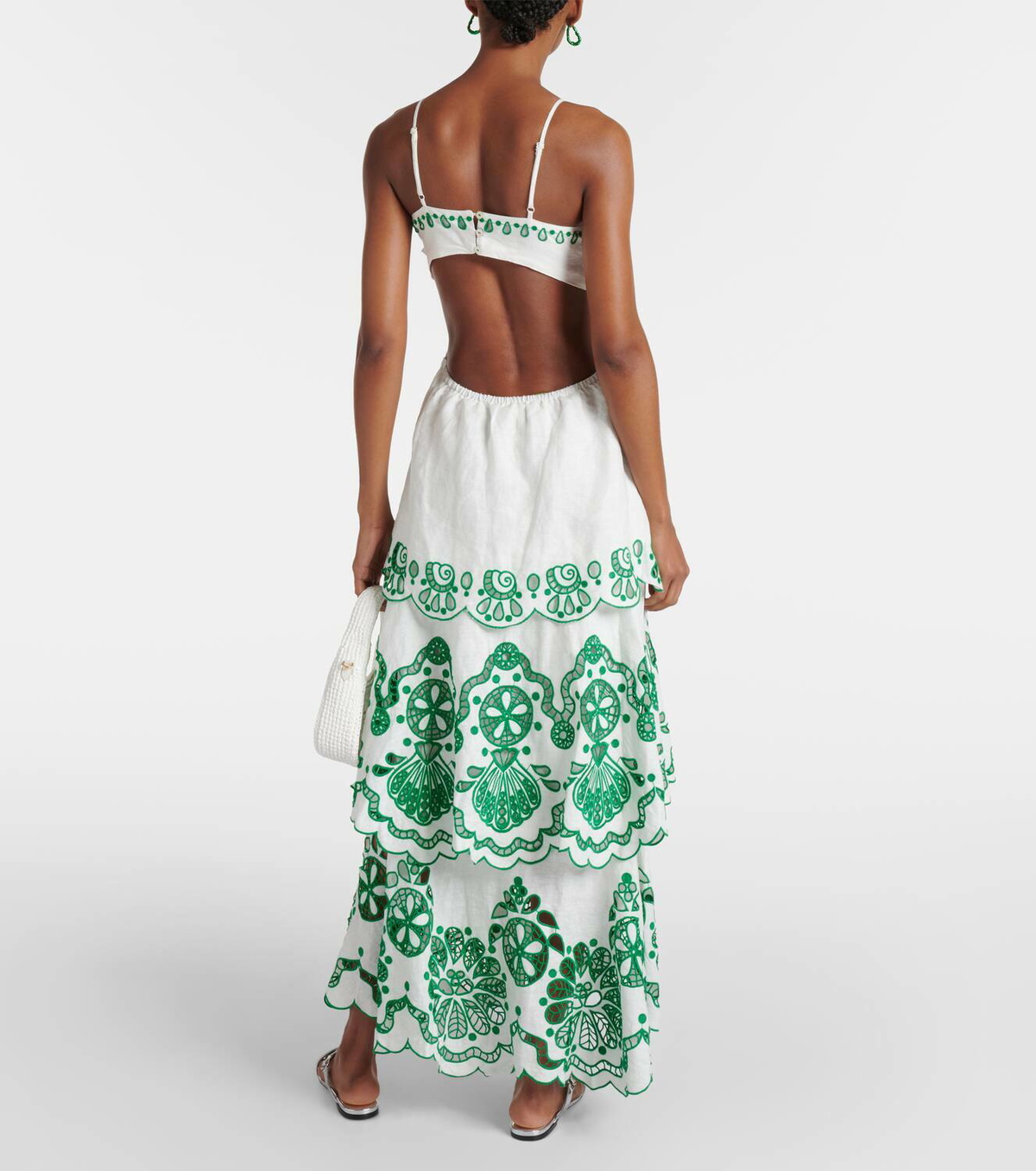 Farm Rio Flower Richelieu linen midi dress Farm Rio