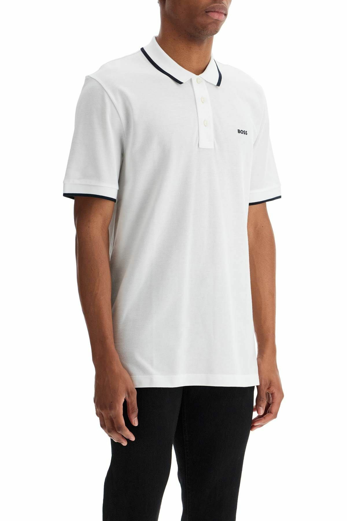 BOSS parlay polo shirt with contrast trims White BOSS