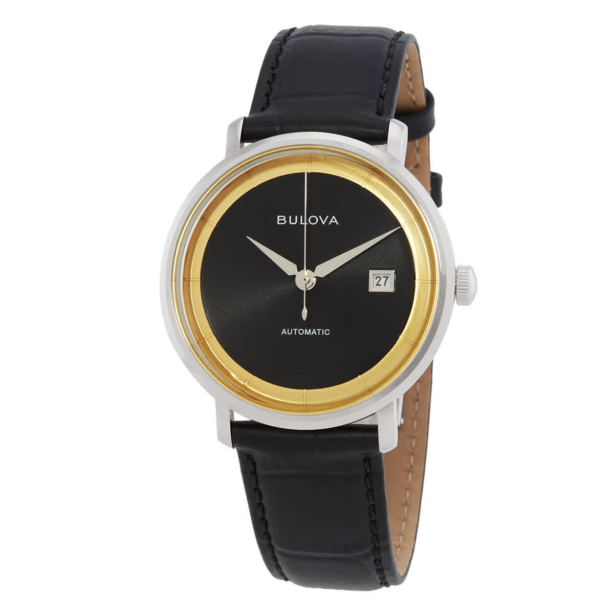 Bulova Rat Pack Automatic Black Dial Mens Watch 96B406 Bulova