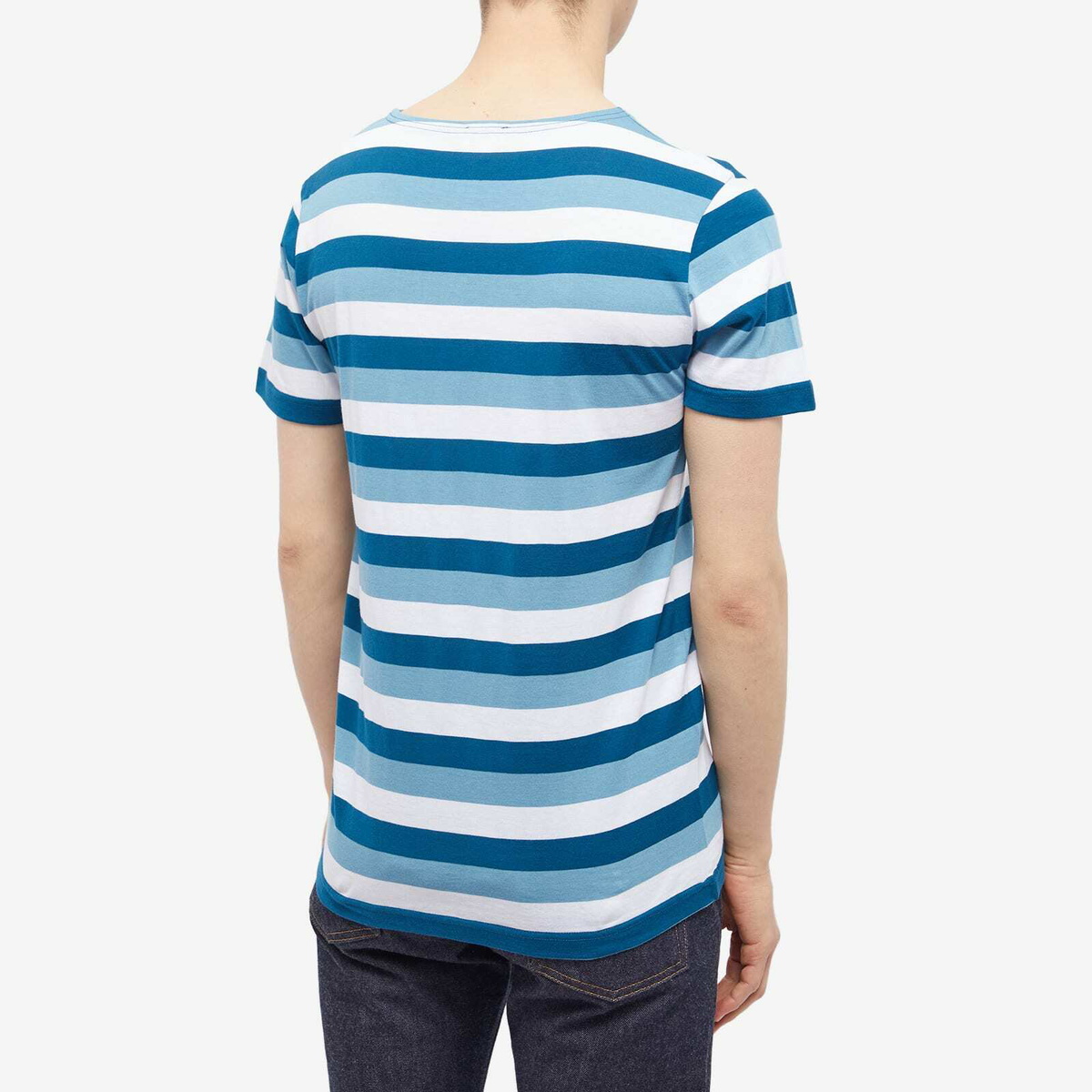 Armor-Lux Men's Stripe T-Shirt in White/Blue Armor Lux