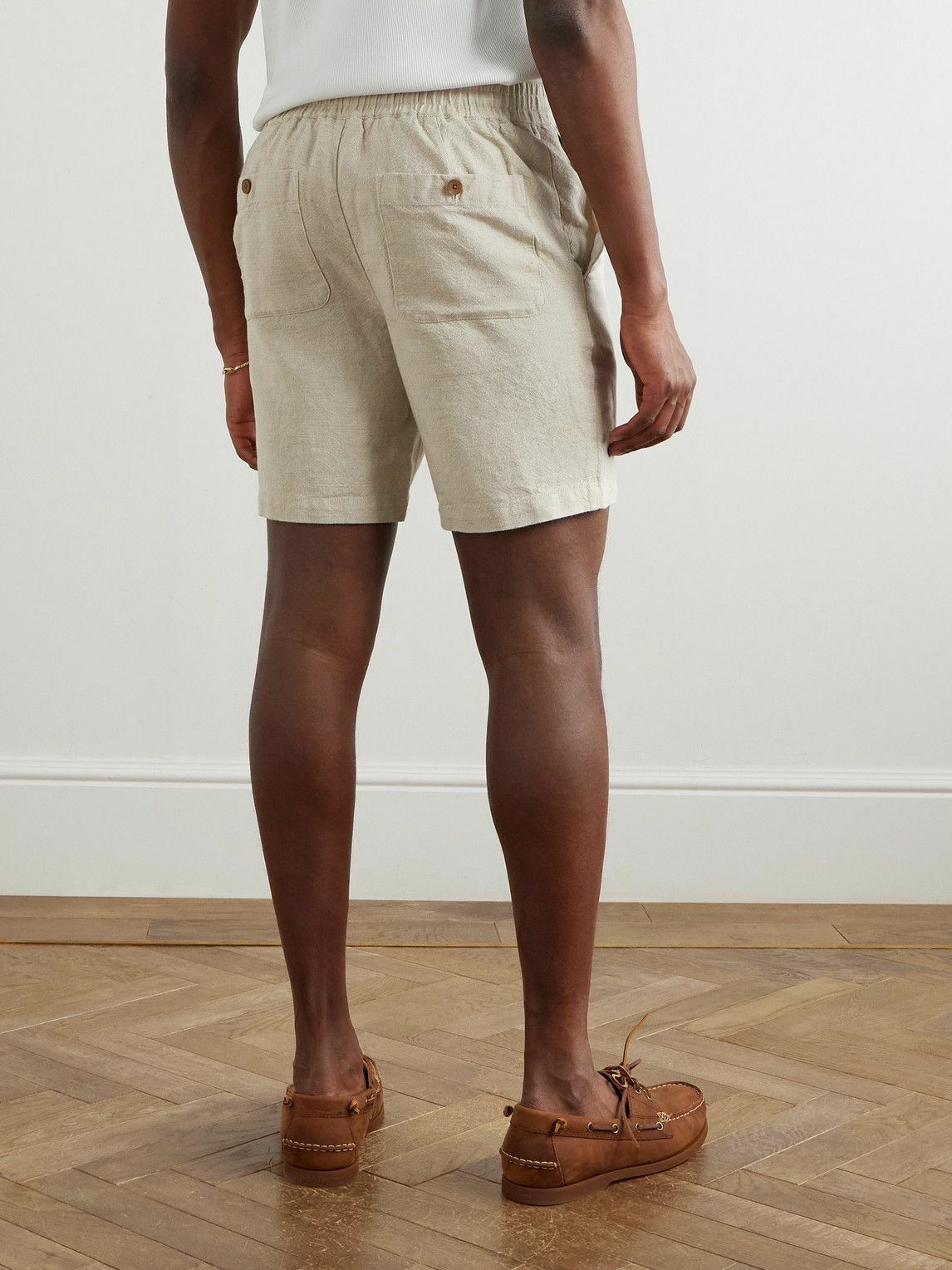 Mr P. - Straight-Leg Linen and Cotton-Blend Drawstring Shorts ...