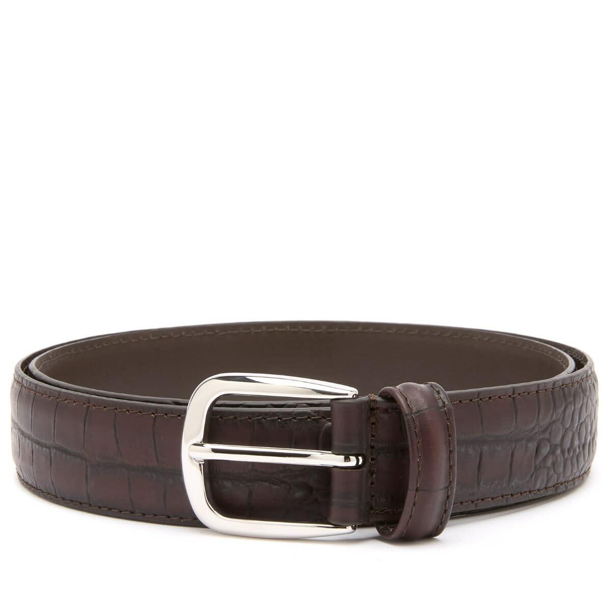 Anderson's Men's Narrow Stitch Trimmed Alligator Print Leather Bel in ...