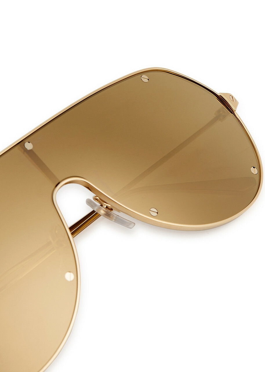 Cartier Santos De Cartier Gold-tone Mask Sunglasses, Sunglasses, Gold ...