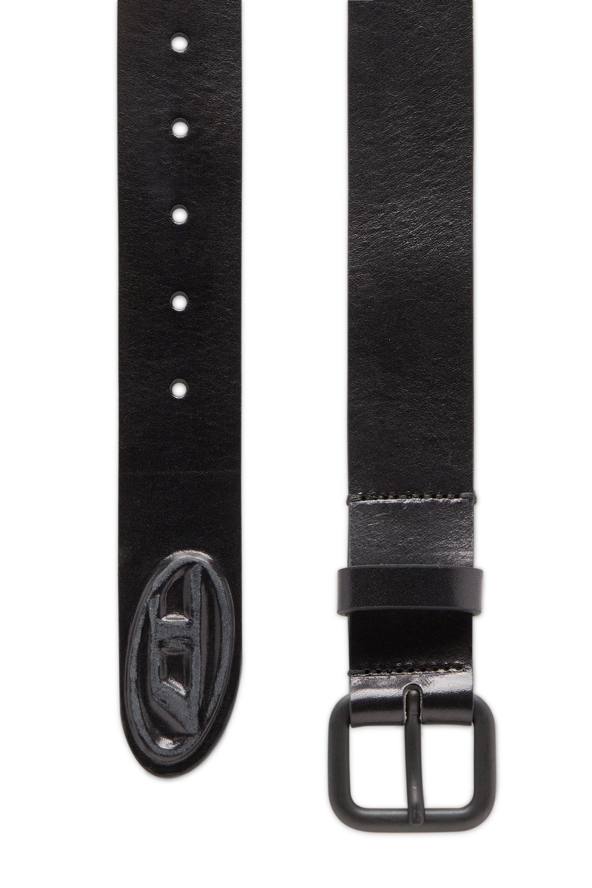 Diesel Leather belt with metal logo insert - Belts Mens in Black Diesel