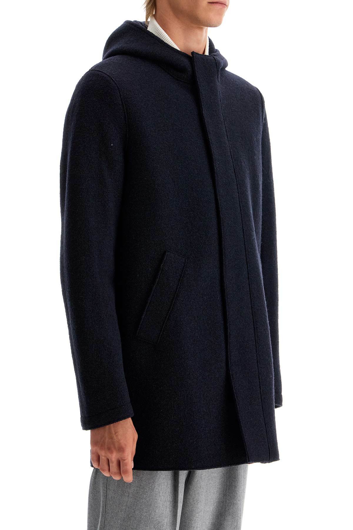 HARRIS WHARF LONDON hooded wool coat in boiled wool Blue Harris Wharf ...