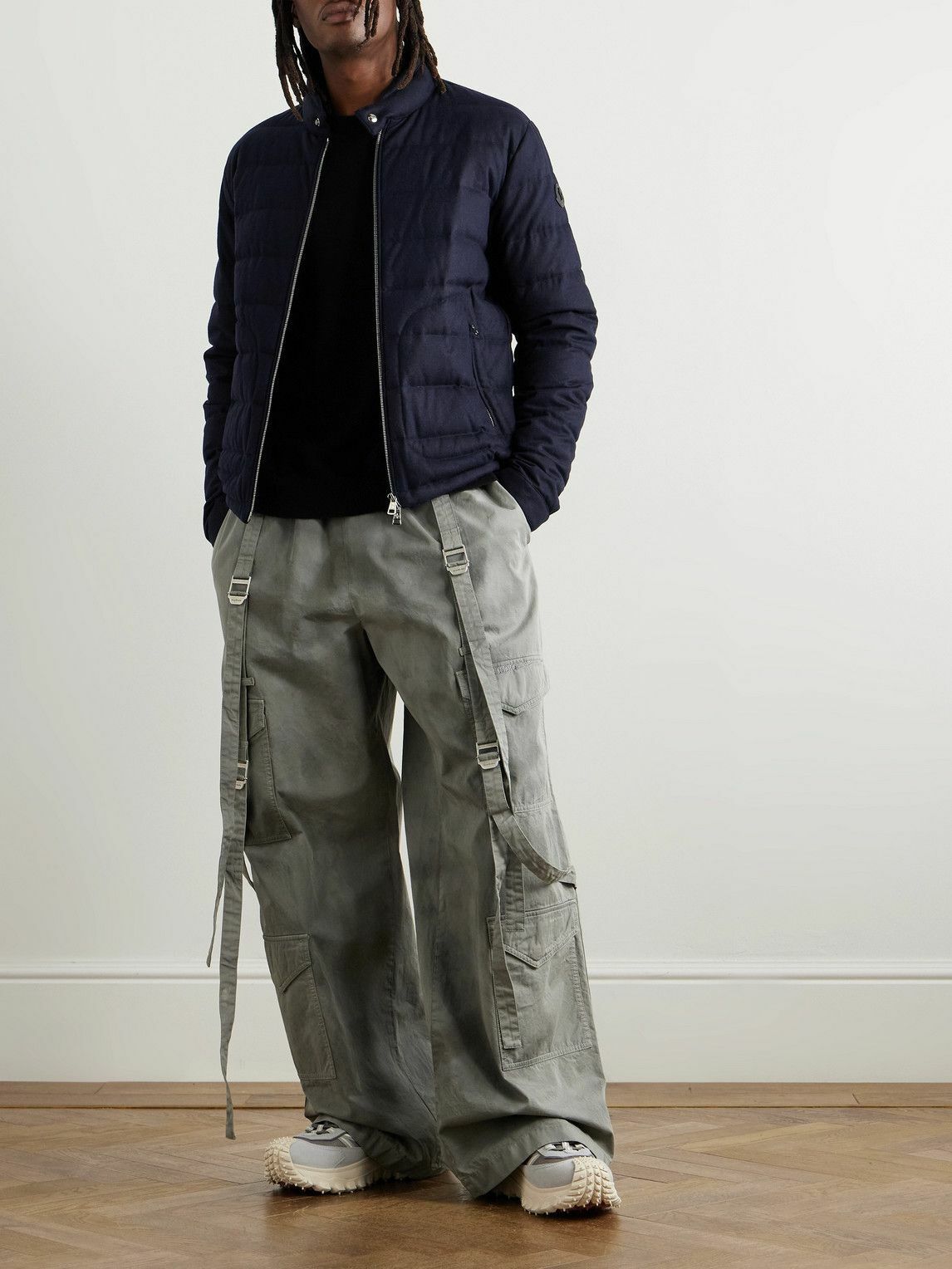 Moncler - Acorus Slim-Fit Logo-Appliquéd Quilted Flannel Down Jacket ...