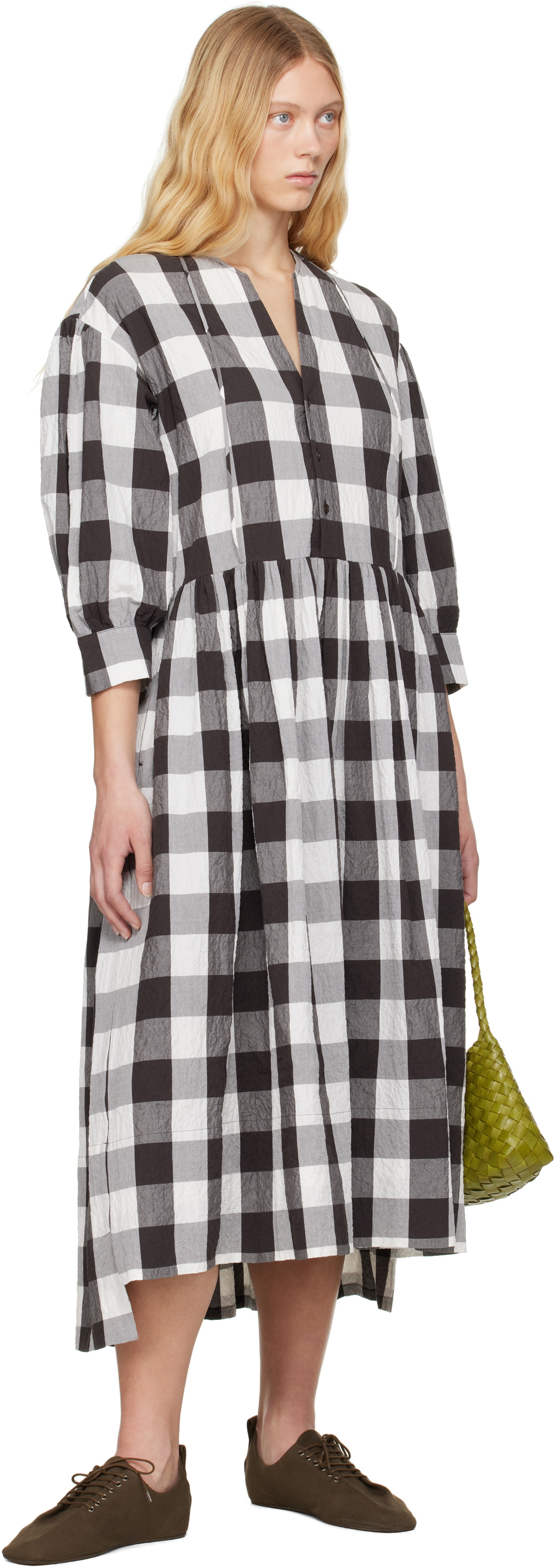 Toogood White & Brown 'The Cook' Midi Dress Toogood