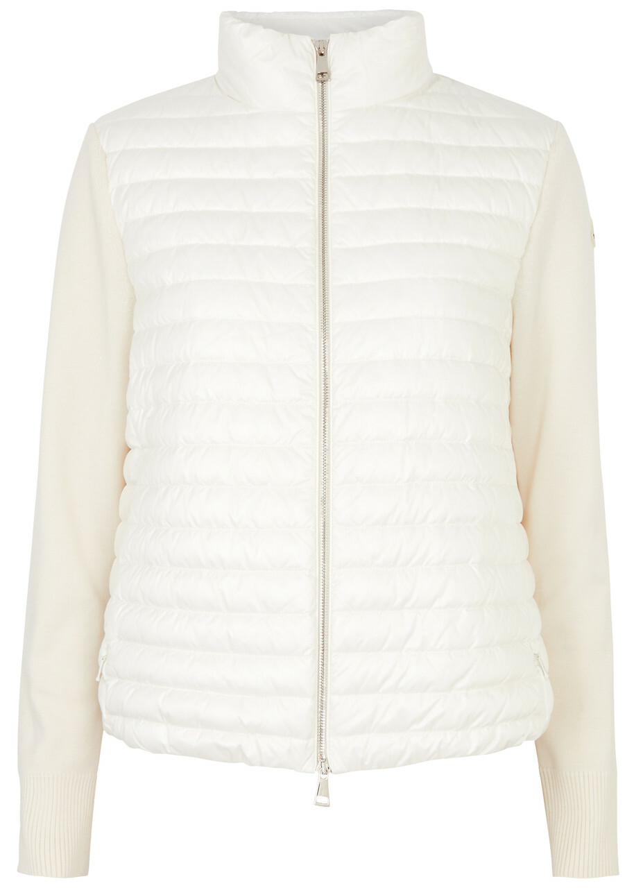 Moncler Quilted Shell and Wool Jacket Ivory Moncler