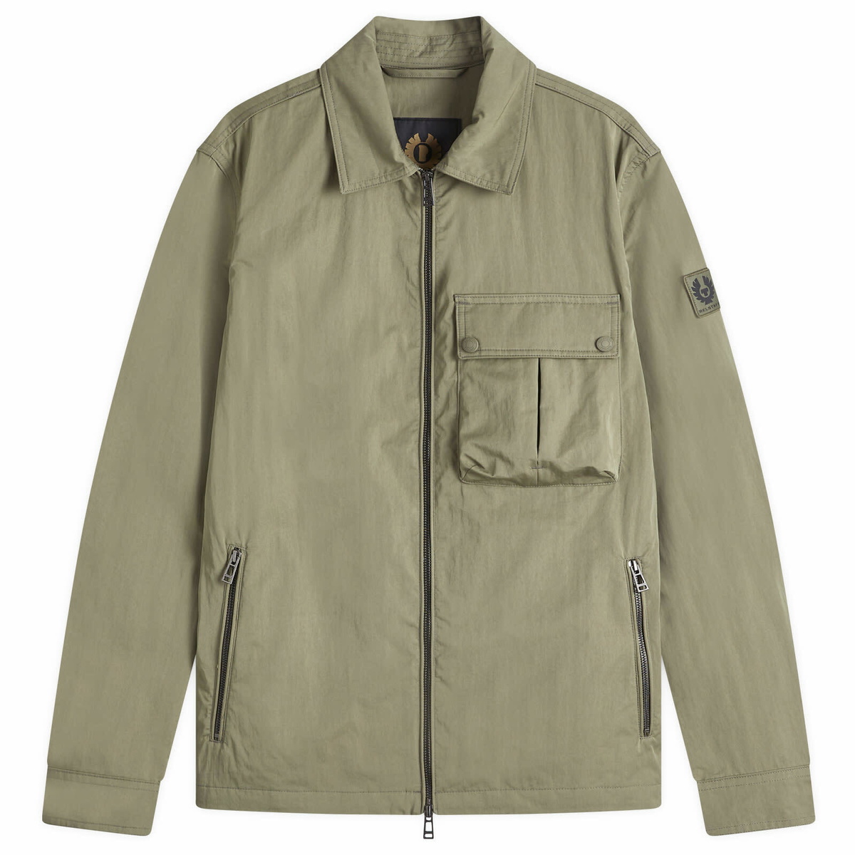 Belstaff Men's Gabardine Drone Overshirt in Surplus Green Belstaff
