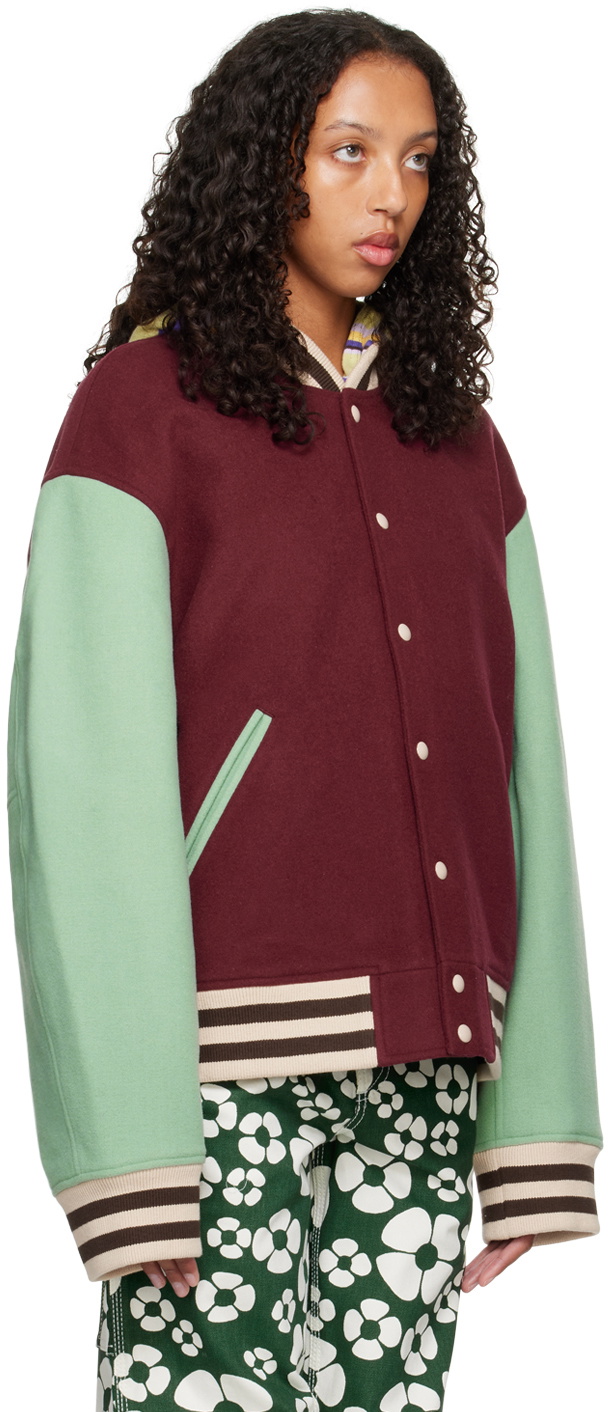 Acne Studios Burgundy Colorblocked Bomber Jacket Acne Studios