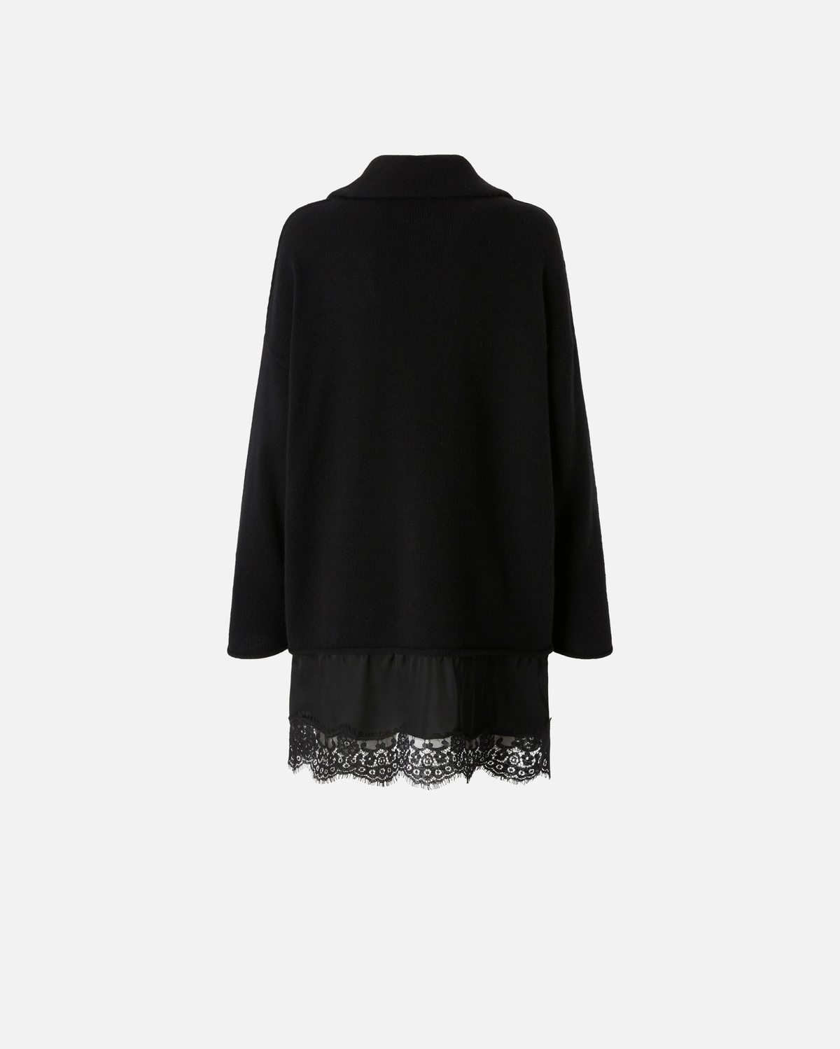 Pinko Knitted Dress With Satin And Lace Insert Limo Black Pinko