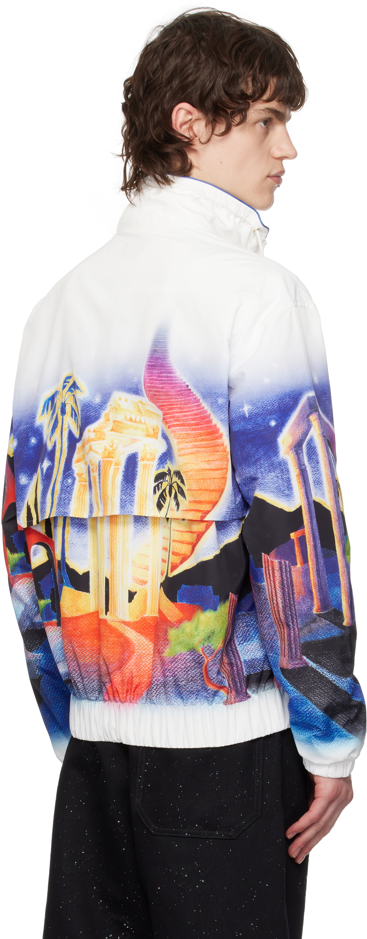 Casablanca White & Navy Midnight Acropolis Windbreaker Jacket Casablanca