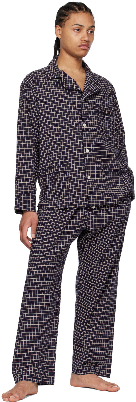 Bode Navy Grid Pyjama Shirt Bode