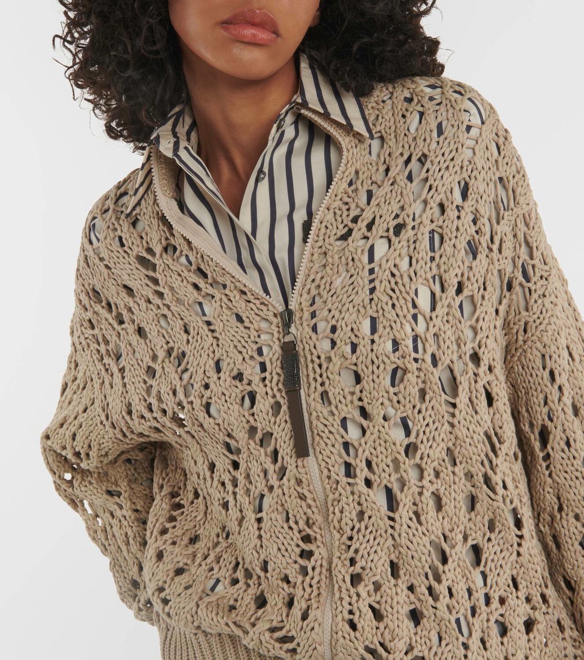 Brunello Cucinelli Open-knit cotton cardigan Brunello Cucinelli