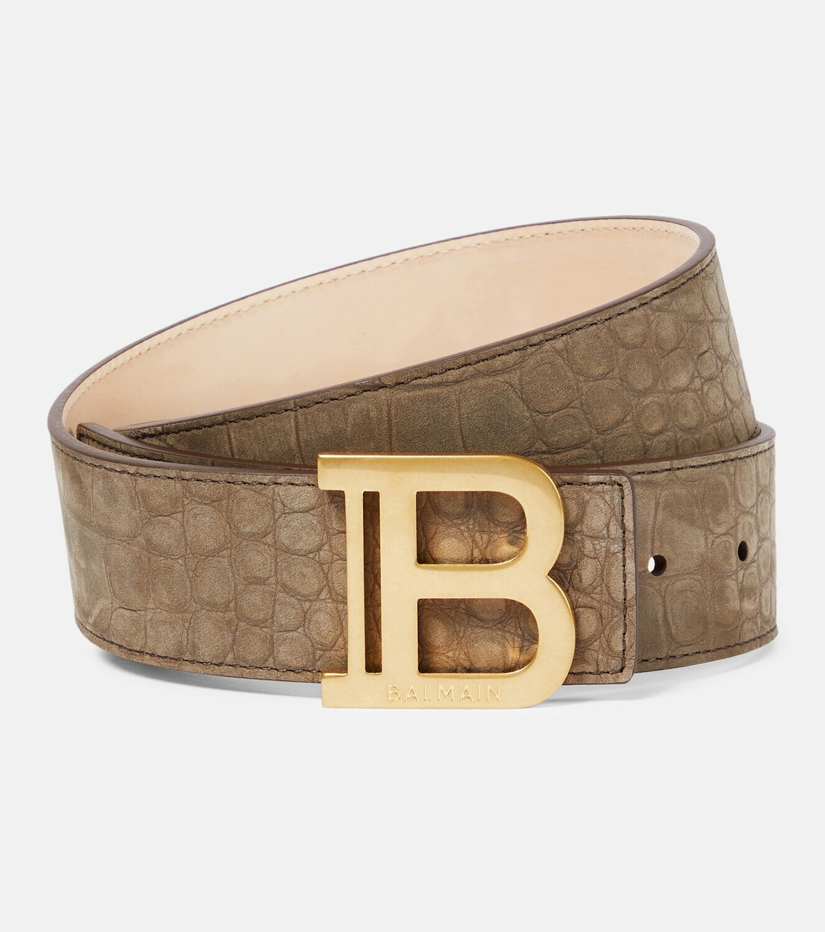 Balmain - B-Belt croc-effect leather belt Balmain