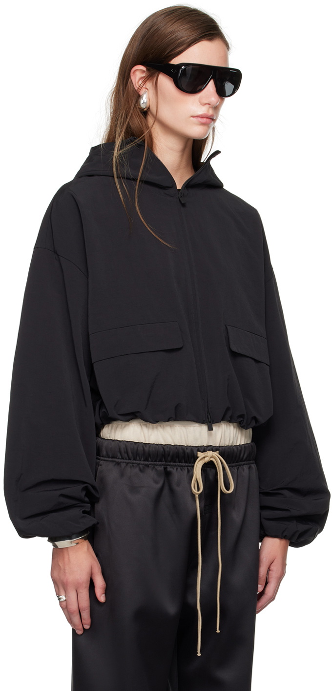Fear of God ESSENTIALS Black Cropped Hooded Jacket Fear Of God Essentials