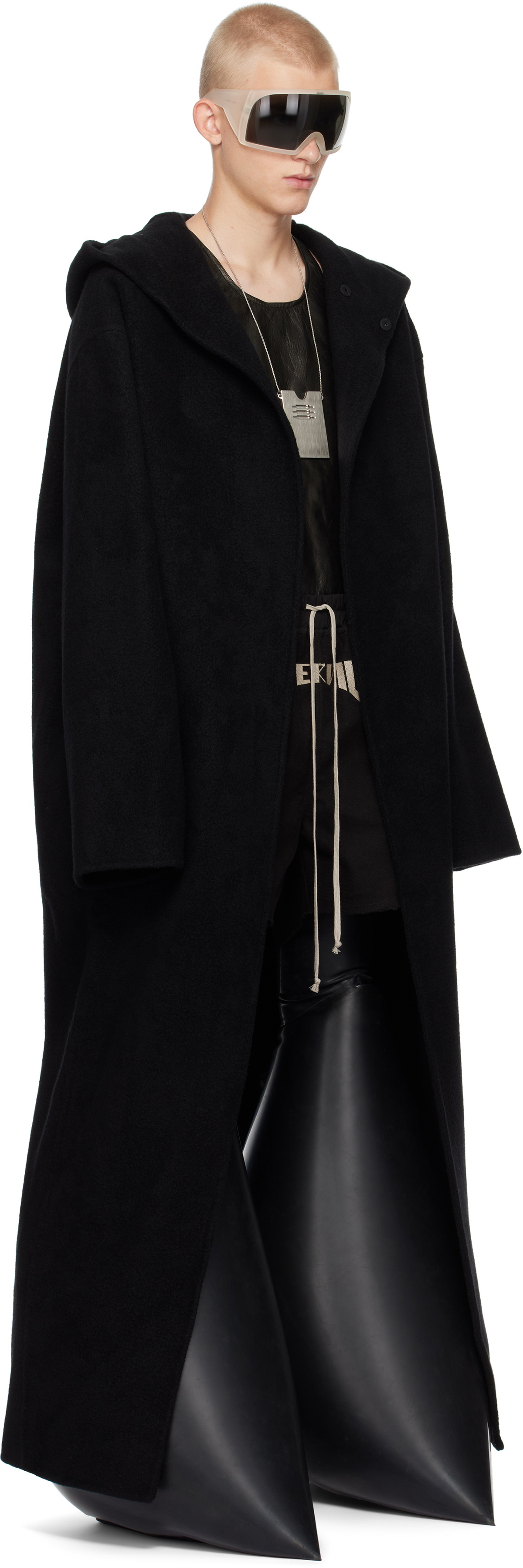 Rick Owens Black Porterville Hooded Robe Long Coat Rick Owens