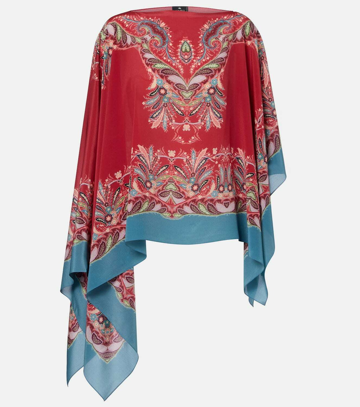 Etro Asymmetrical floral silk crêpe poncho Etro