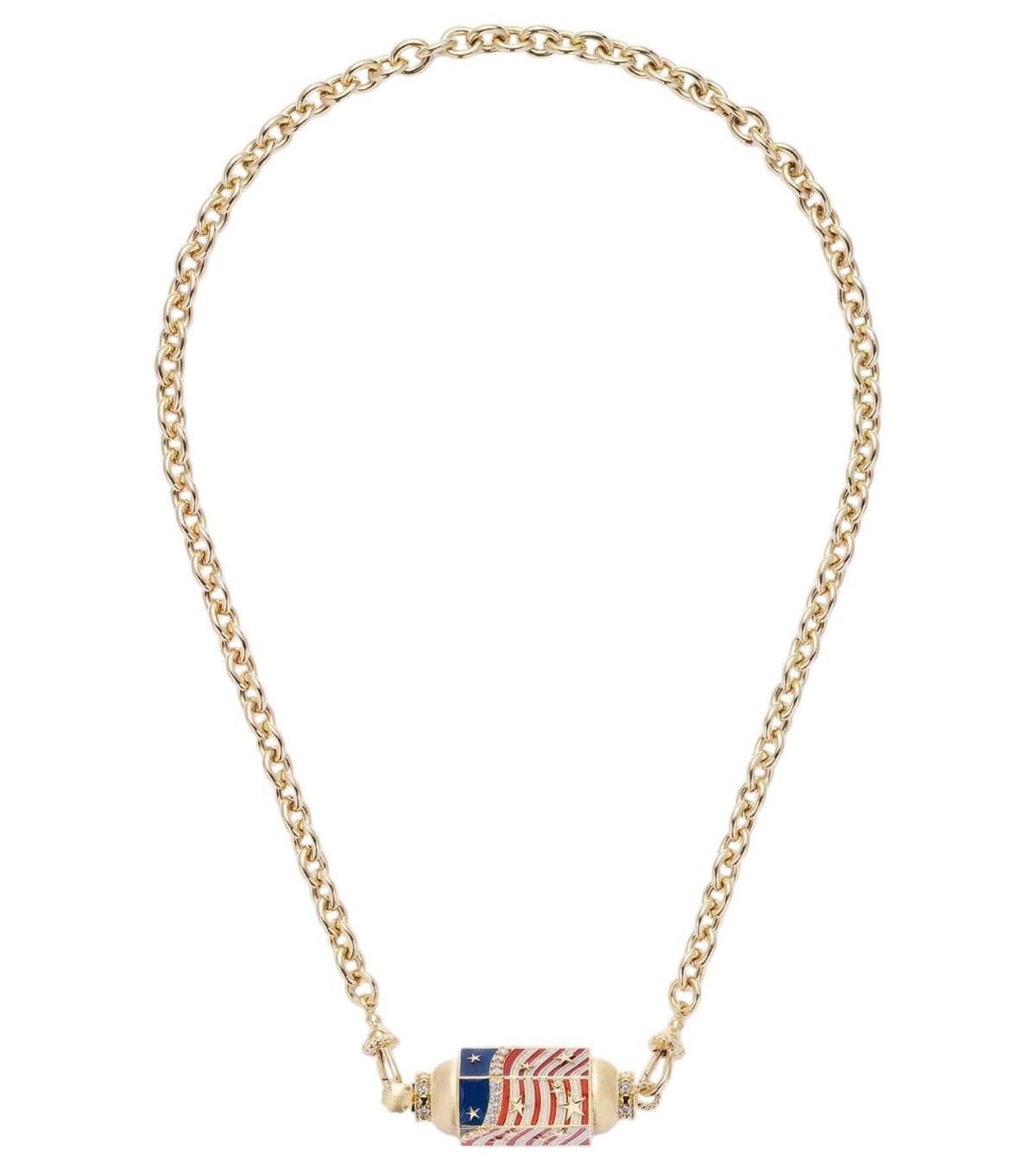 Marie Lichtenberg USA 18kt gold and enamel locket necklace with ...