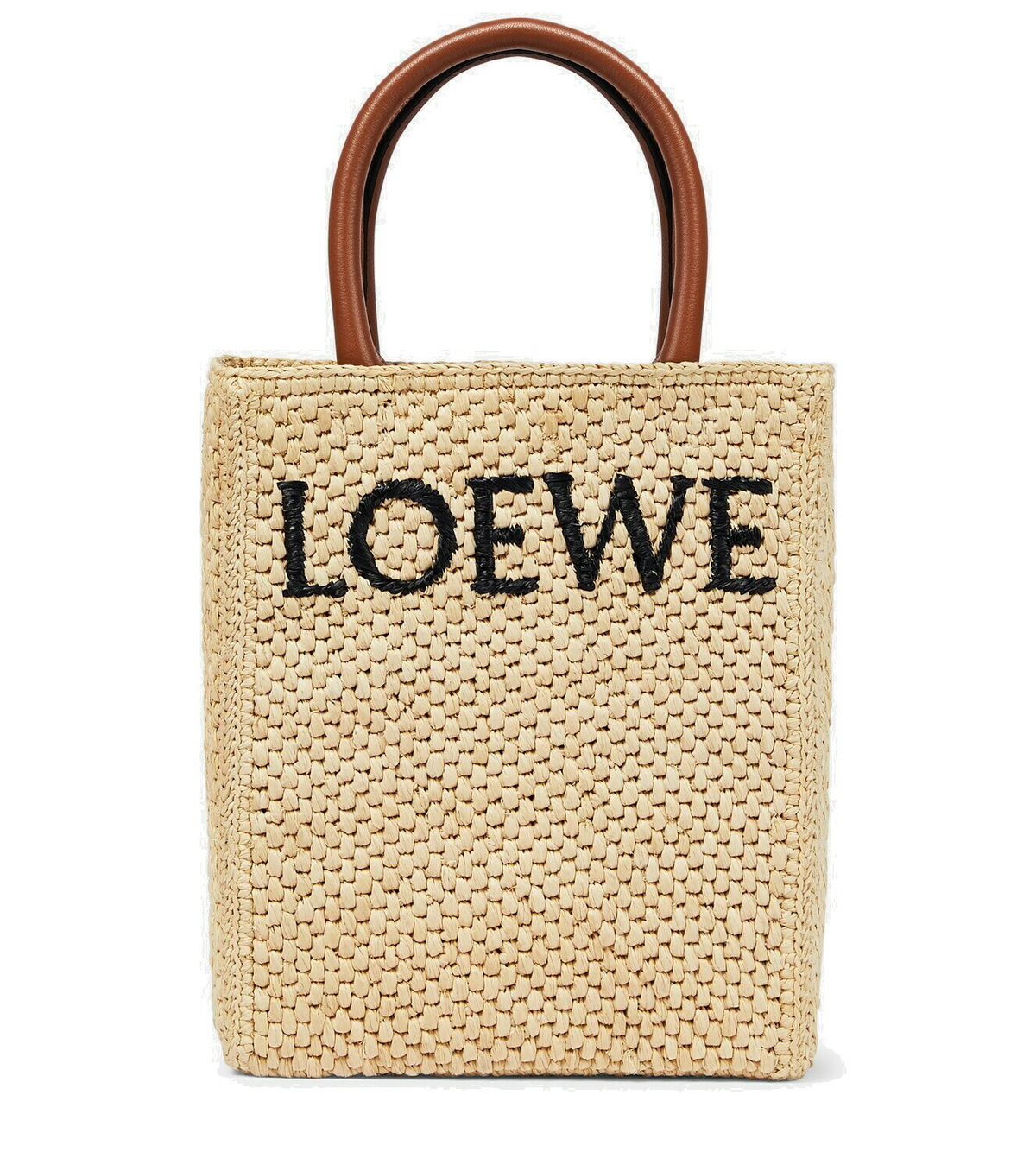 Loewe - Leather-trimmed raffia tote bag Loewe